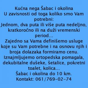 KUĆNA NEGA ŠABAC I OKOLINA