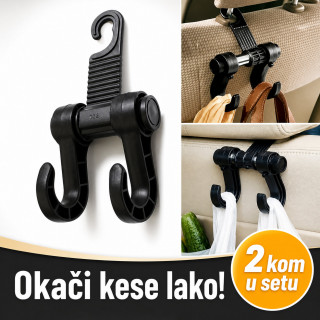 2 x Auto kuka za torbe i kese – dvostruki držač za sedište - Set od 2 komada