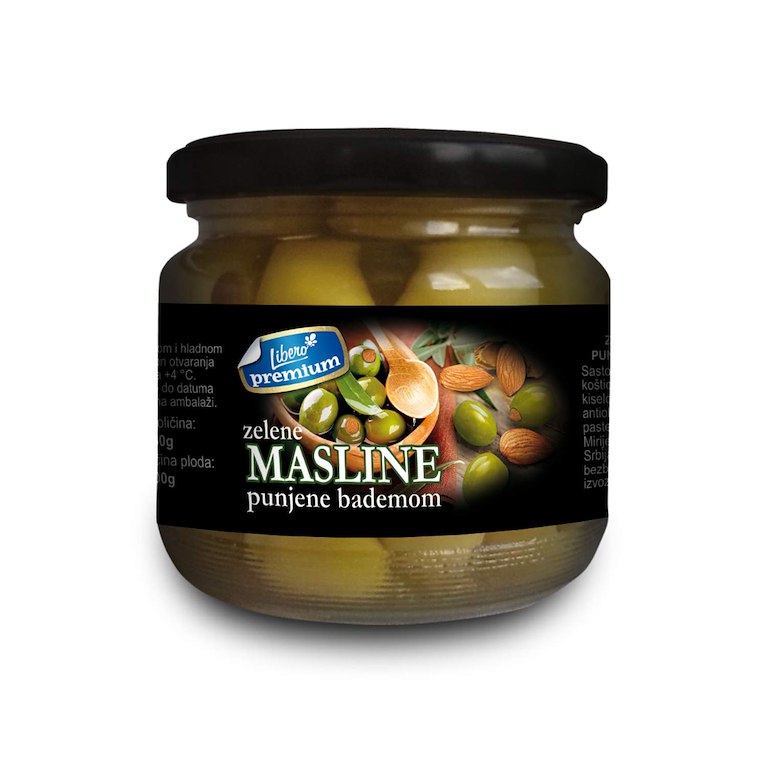 Libero masline zelene punjene bademom premium 340g libero