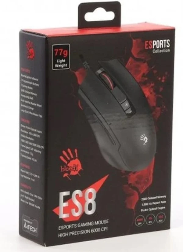 A4-ES8 A4Tech Bloody Gejmerski opt. mis, 1000Hz/1000-6000Dpi, Black USB 124mm