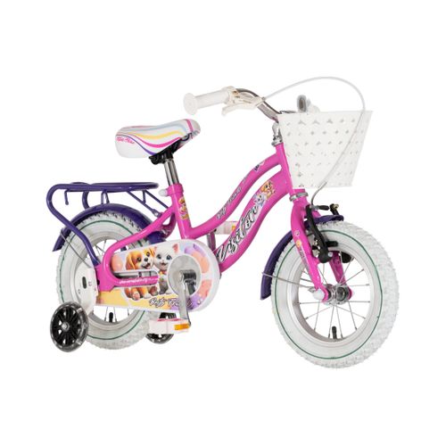 Bicikl Kids Visitor Best Friend 12" 8" V-Brake Kontra 95-115cm (12") Roze Neon Uv Sjaj