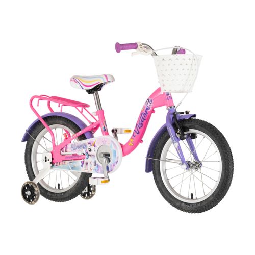 Bicikl Kids Visitor Unicorn 16" 9" V-Brake Kontra 105-125cm (16") Roze Uv Sjaj