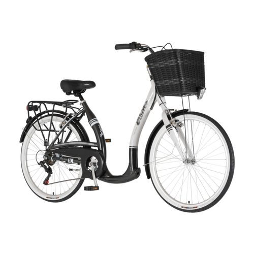 Bicikl City Visitor Vintage 26" Alu 18" V-Brake 6 Brzina 155-178cm (S/M) Belo Crni