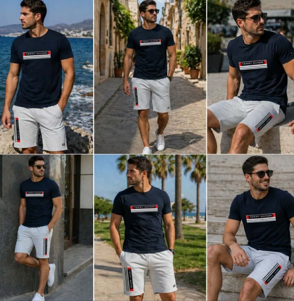 Muški komplet za svakodnevnicu – majica + kratke bermude S M L XL 2XL