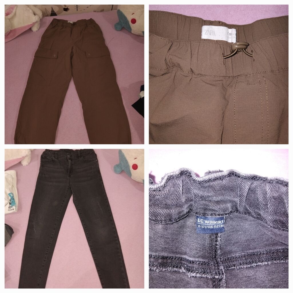 - Pantalone ZARA: braon, lagani rip-stop materijal, elastičan pojas sa