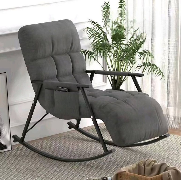 Elegantna ljuljaška stolica u nordijskom stilu sive boje ✨ ➡   Cena