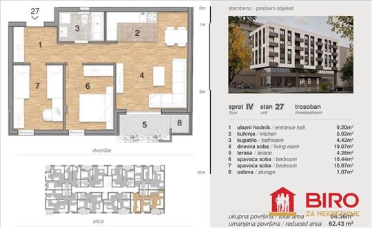 Stan,Novi Sad,Telep,kv: 62.00, ID: 1013292