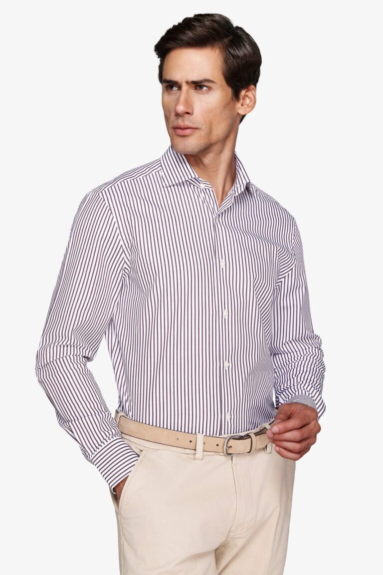 Bordo prugasta košulja slim fit