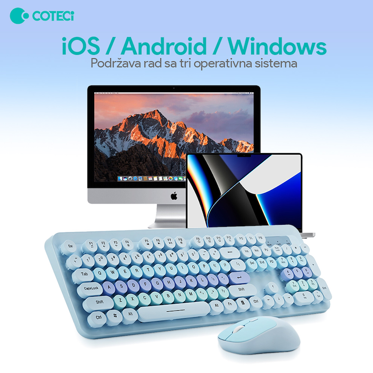 Combo mis i tastatura Coteci OF-054 pink