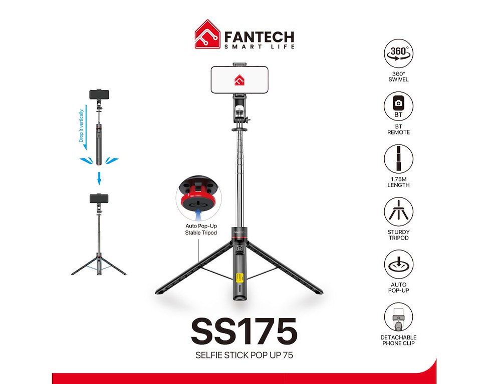 Selfie stick Fantech SS175 selfi stap crni
