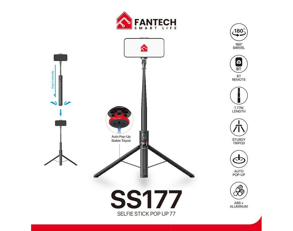 Selfie stick Fantech SS177 selfi stap crni