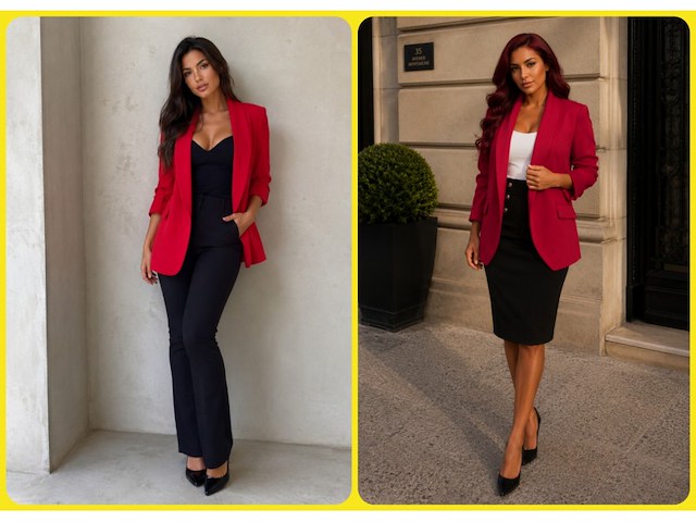 Ženski crveni elegantni sako za dame M / L Italy