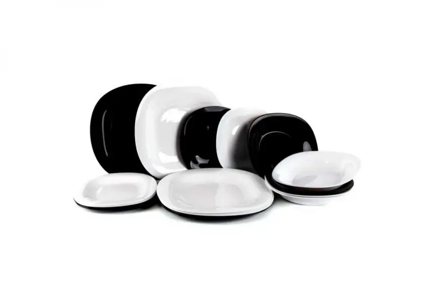 Servis za ručavanje LUMINARC CARINE BELOCRNI SET 18 DELOVA (N1489)