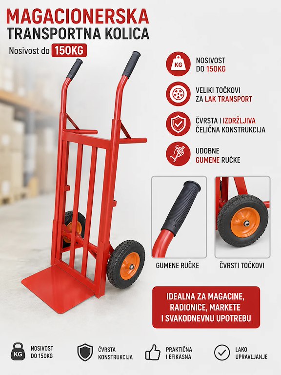 Magacionerska transportna kolica do 150KG