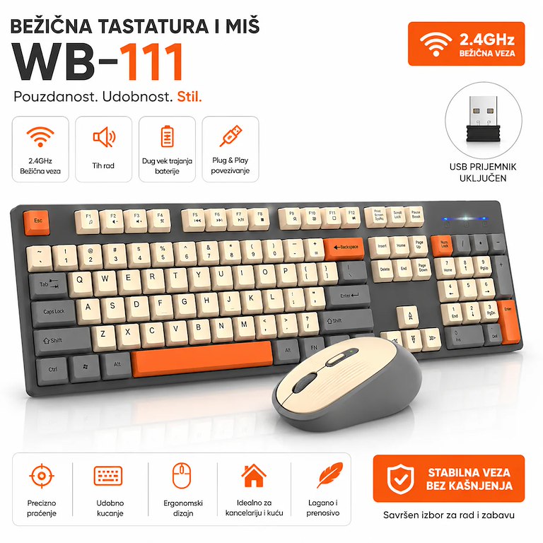 WB-111 Bežična Tastatura i Miš
