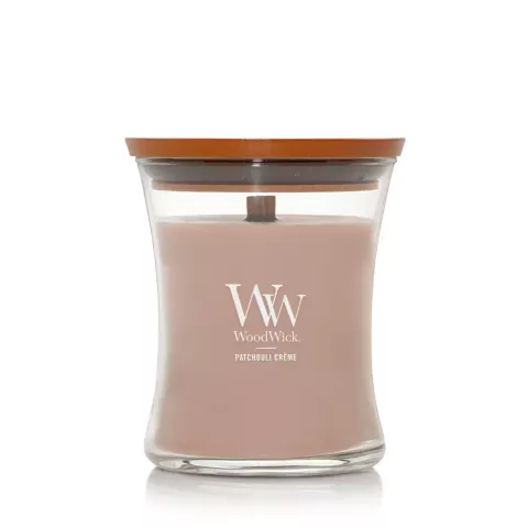 Patchouli Creme - M WoodWick mirisna sveća (pačuli, kakao i začini)