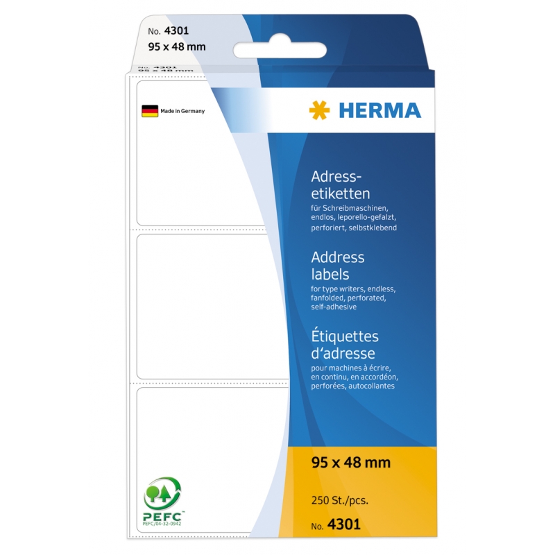 Etikete 95X48, Zaobljene Ivice Rolna/ 1/Rolna Bela Herma