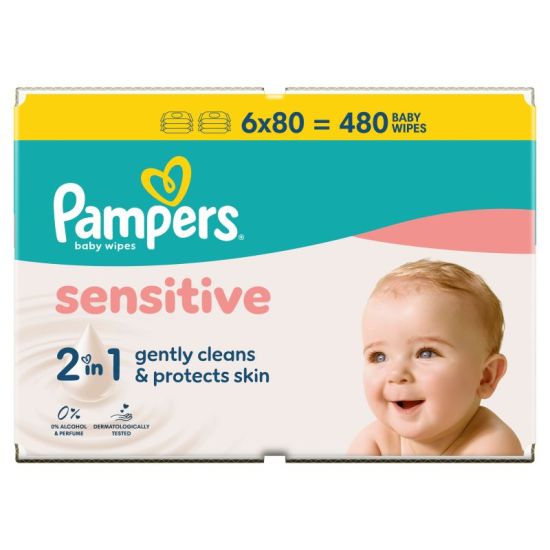 Pampers Sensitive 2u1 vlažne maramice 6X80 komada