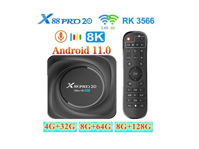 Android tv boks- X88 Pro 20 - 4/64gb - 1000M- 8K- OS11