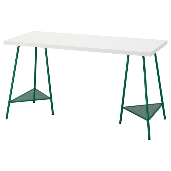 Radni sto, bela/zelena, 140x60 cm