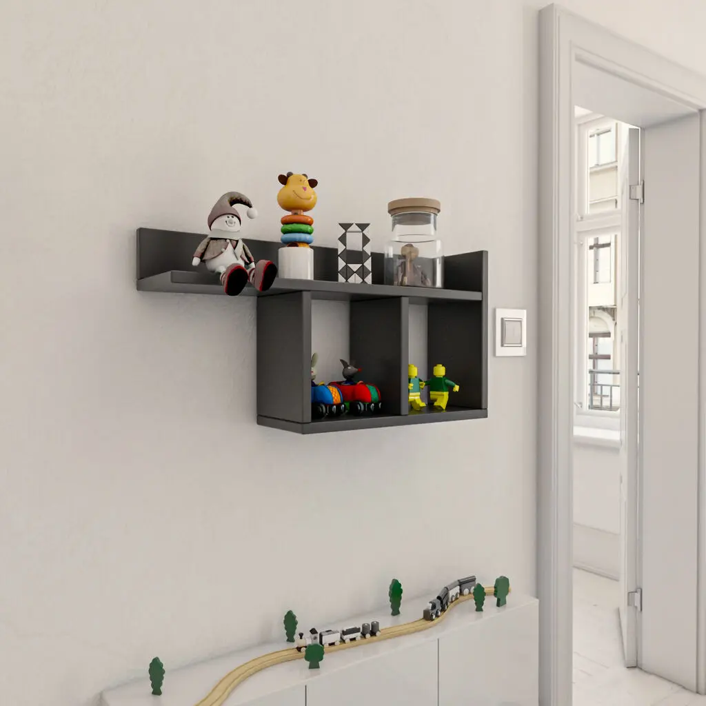 Hanah home Zidna polica Antracit