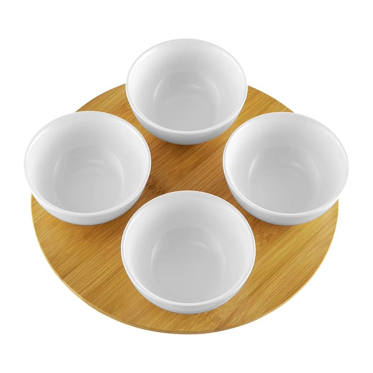 AMBITION Set porcelanskih ovalnih činija sa daskom od bambusa DJ45576
