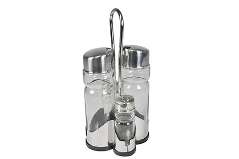 Sigma Set posuda za so, biber i ulje JIN-3036, Srebrne boje
