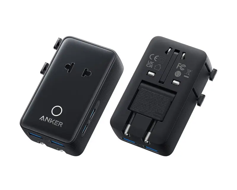 Nano Putni zidni punjač 20W, 5-portova (2xUSB-A, 2xUSB-C, utičnica EU na US, UK, AU i EU), Crni