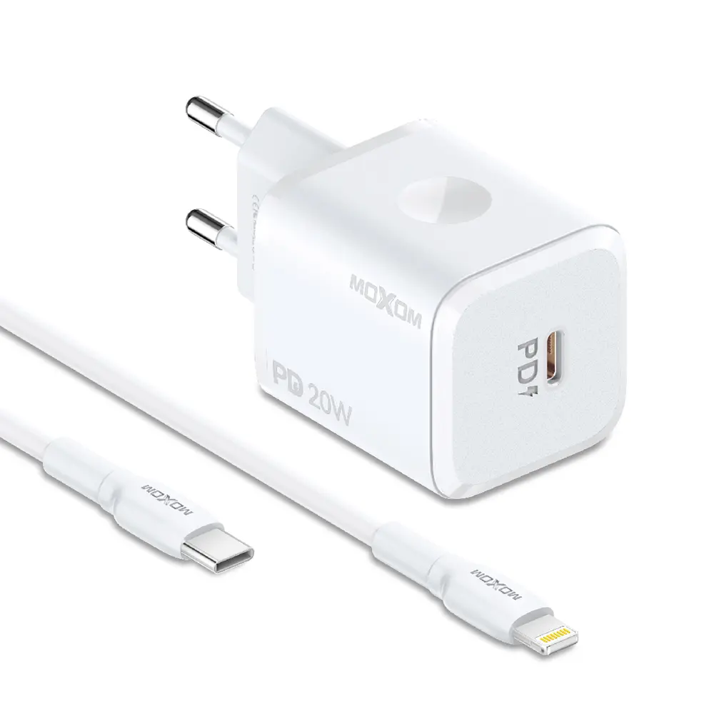 MOXOM Kućni punjač MX-HC164 PD Type-C na Lightning, 20W, Beli