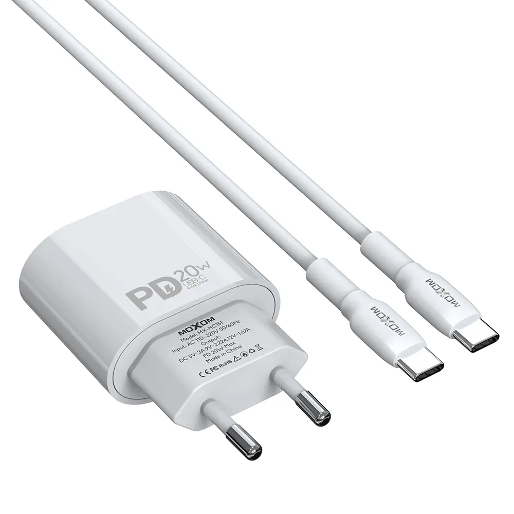 MOXOM Kućni Punjač MX-HC151 20W Type-C na Type-C, Beli
