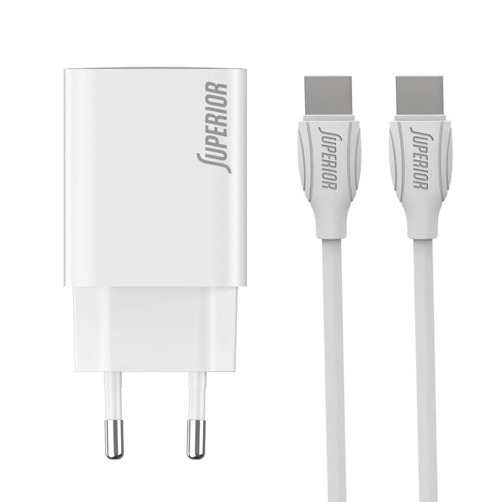 Kućni Punjač SU-P103 Super Fast PD 25W 3A Type C na Type C, Beli