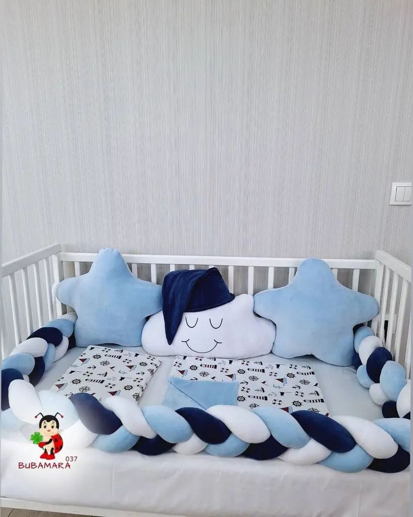 Bubamara037 Pletenica za krevetac, Trostruka, 180cm, Plava