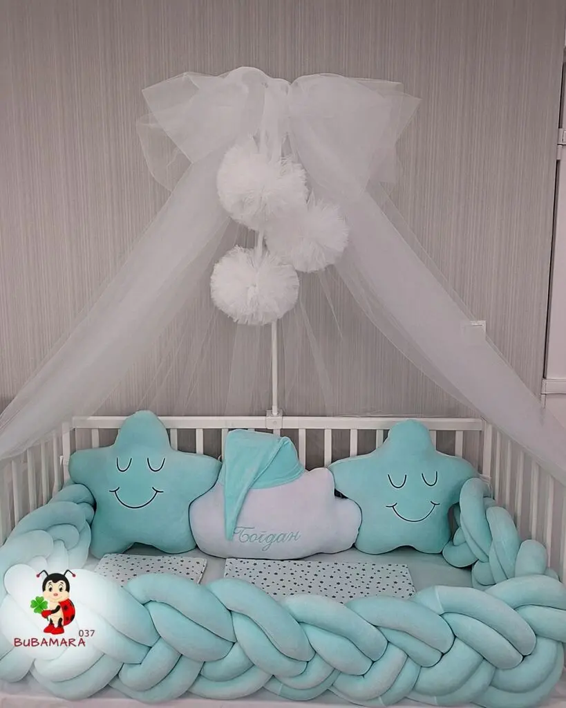 Bubamara037 Pletenica za krevetac, Šestostruka, 180cm, Menta