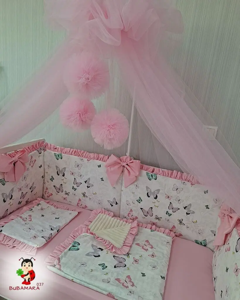 Bubamara037 Set sa ravnom ogradicom sa karnerom Leptirići, Roze