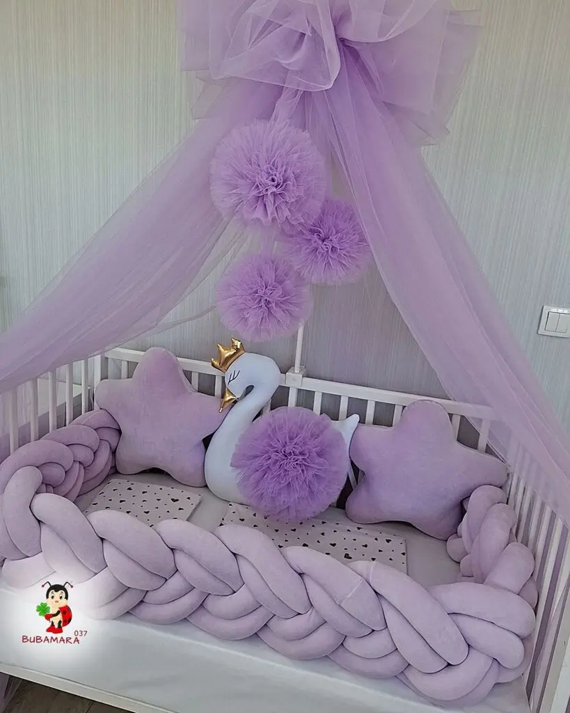Bubamara037 Pletenica za krevetac, Šestostruka, 120cm, Lavanda