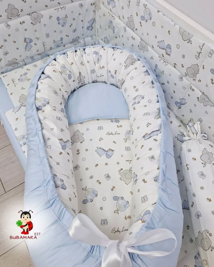 Bubamara037 Gnezdo za bebe Slonići, Belo-plavo