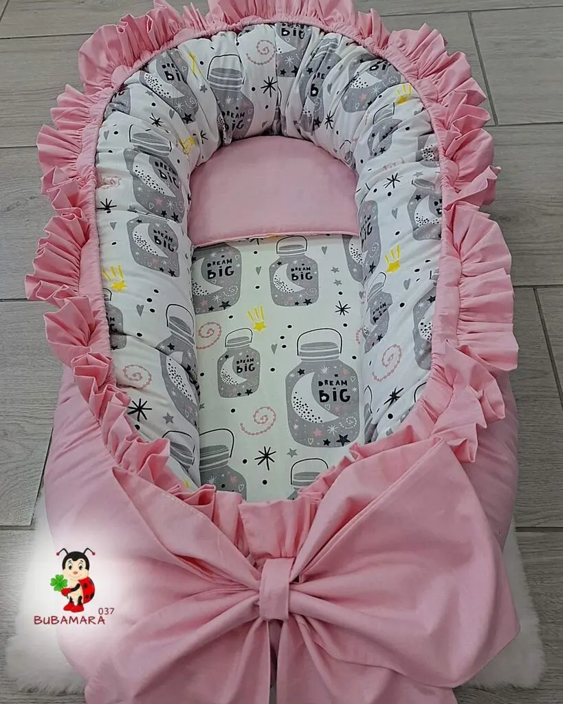Bubamara037 Gnezdo za bebe sa karnerom Teglice sa snovima, Roze