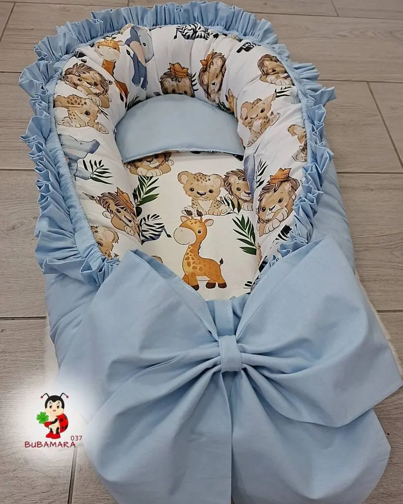 Bubamara037 Gnezdo za bebe sa karnerom Safari, Svetloplava