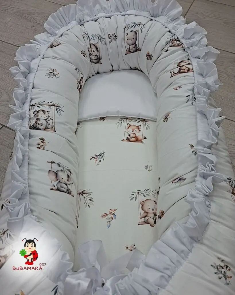 Bubamara037 Gnezdo za bebe sa karnerom Životinjice, Belo