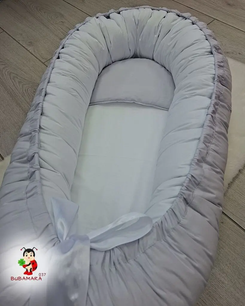 Bubamara037 Gnezdo za bebe, Svetlosivo-belo