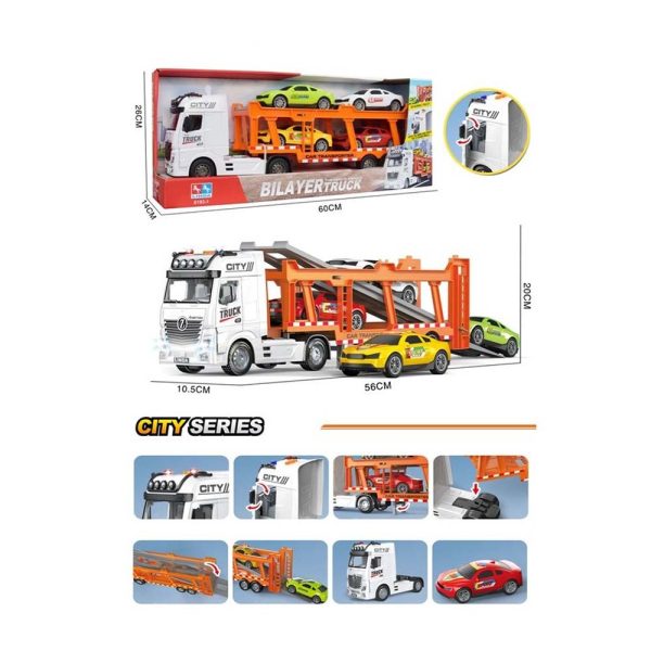 Igračka kamion transporter sa 4 vozila set