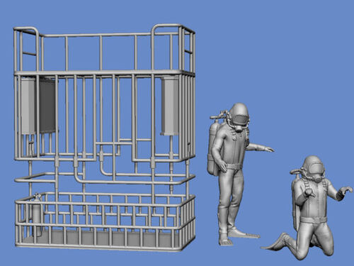 NEW! Germania-Figuren 35-CIV-0007 Two Divers With A Shark Protection Cage
