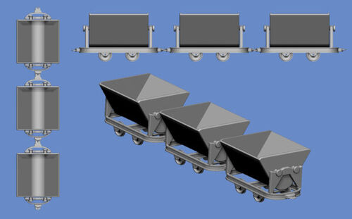 Germania-Figuren 48-WW2-1202 Field Railway Tipper Wagon, 3 Pieces