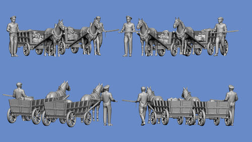 Germania-Figuren 72-SAX-0013 Small Horse-Drawn Carriage With Horse And Driver