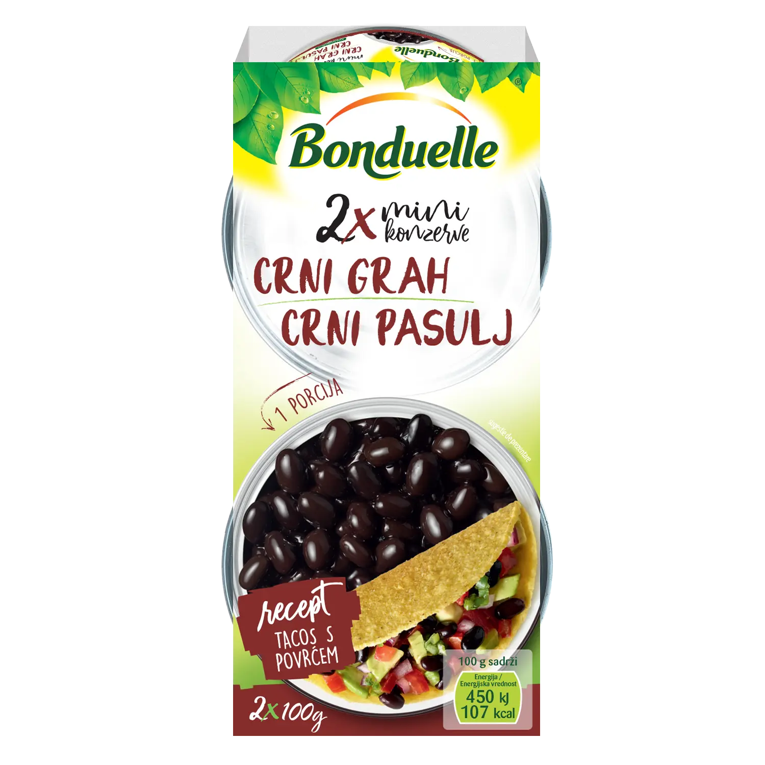 Bonduelle Crni pasulj, 2 × 100g