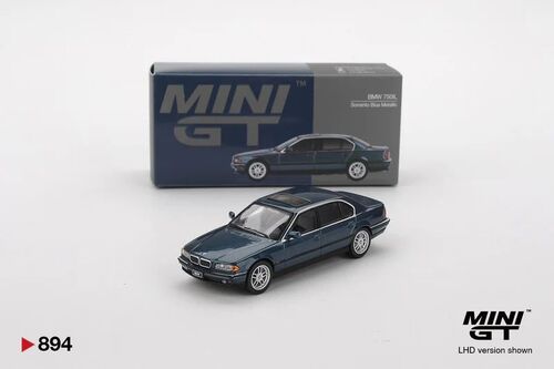 NEW! Mini GT 00894 BMW 750 IL (E38) 1998 - Sorrento Blue Metallic