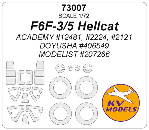 NEW! KV Models 73007 Grumman F6F-3/5 Hellcat - Mask Set + Wheels Masks (for Academy / Doyusha and Modelist Kits)