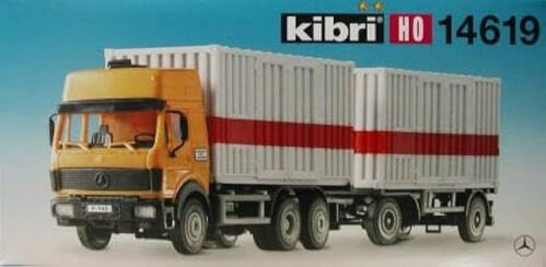 NEW! Kibri 14619 Mercedes-Benz 3-Axle Container with 2-Axle DB Container Trailer