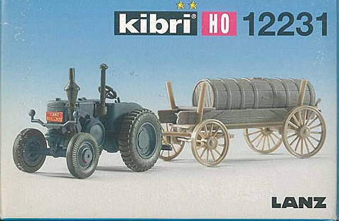 NEW! Kibri 12231 Lanz Tractor with a Wooden Trailer Carrying A Load: Wooden Tank