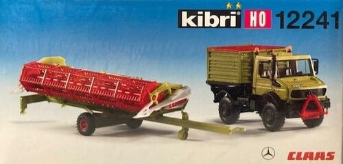 NEW! Kibri 12241 Unimog Flatbed with Trailer for Transporting Combine Harvester Parts